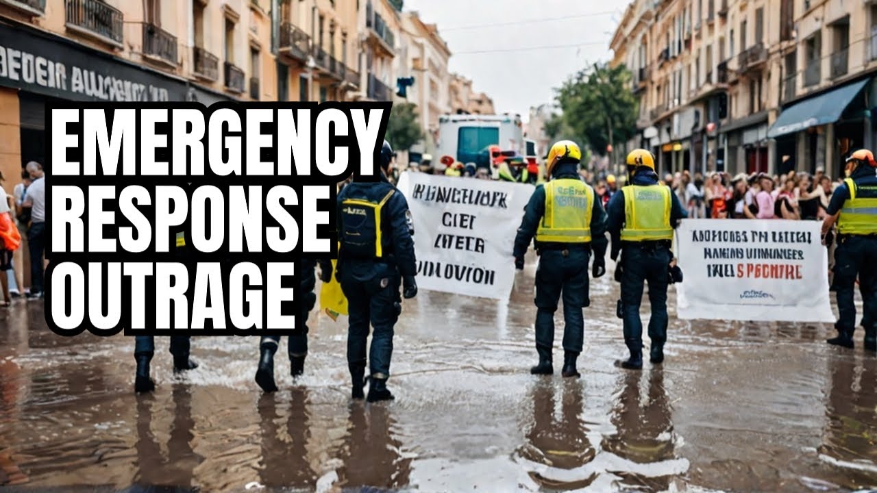 Protest in Valencia against emergency response to deadly floods - YouTube
