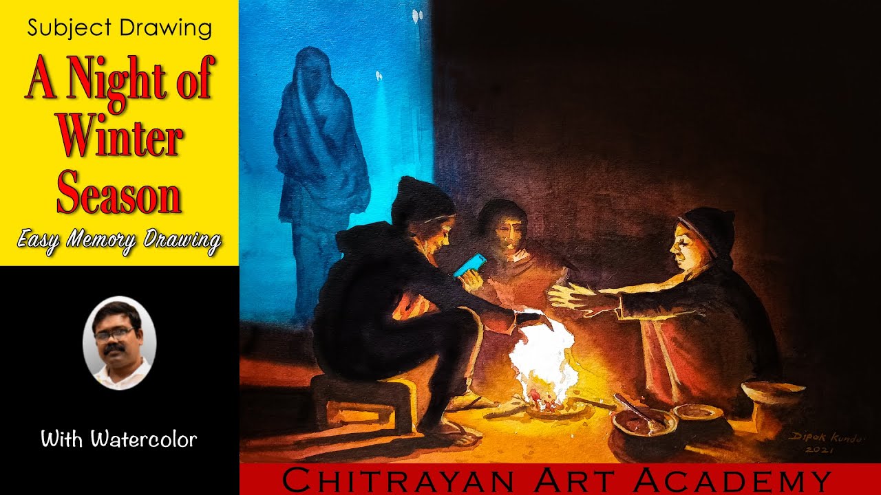 | How To Draw Winter Season Scenery | Winter Season Drawing | Winter ...