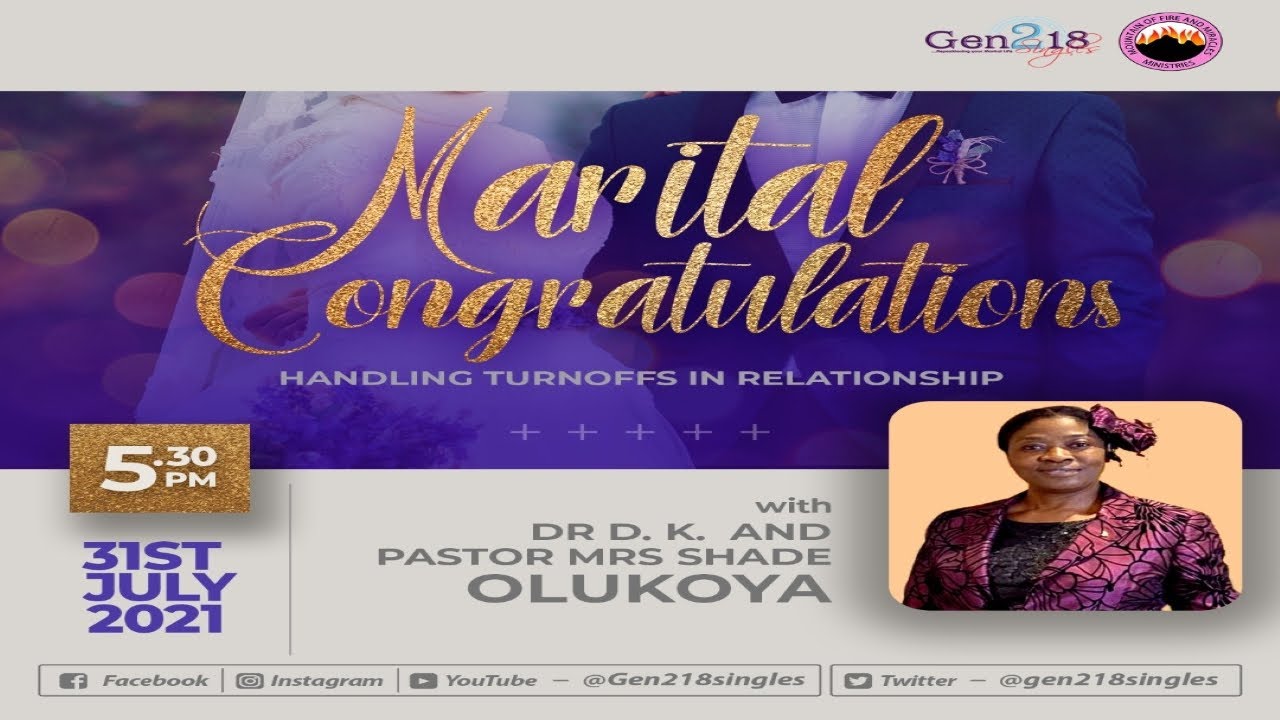 MFM Gen218 Singles - Marital Congratulations with Pastor (Mrs) Shade ...