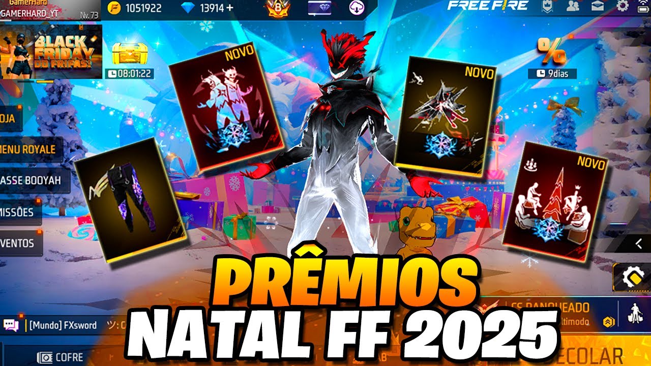 CORRE! RECOMPENSAS NATAL FREE FIRE 2025 │ TODOS OS PRÊMIOS DO NATAL FF ...