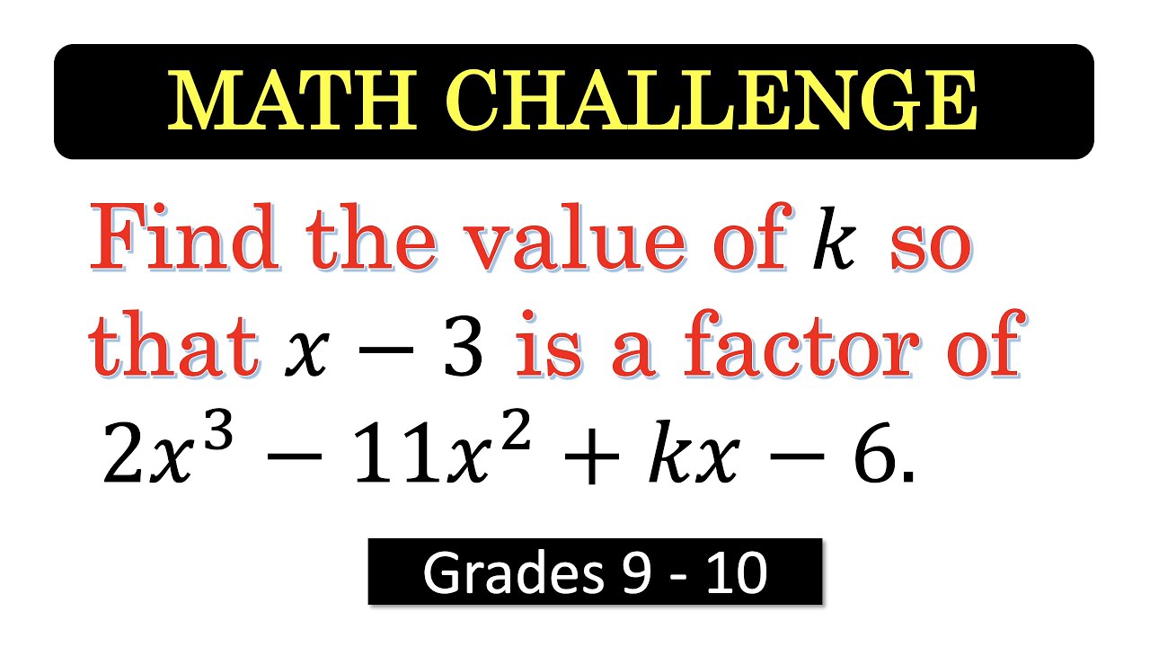 Math Challenge | Grades 9-10 | Factoring Problem - YouTube