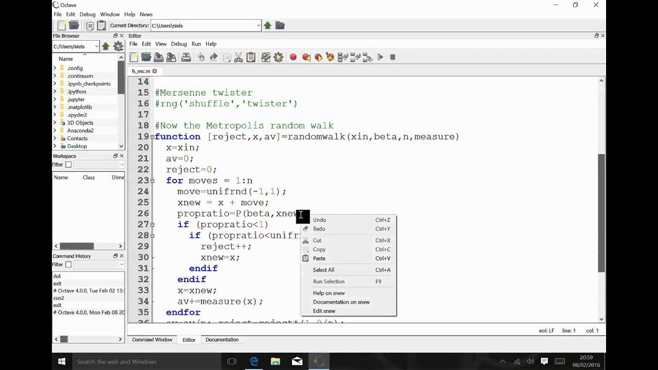 Metropolis algorithm and the 1D oscillator-Matlab - YouTube
