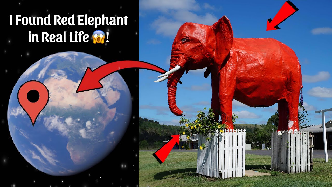 I Found A Red Elephant Sculpture in Real Life On Google Earth 😱! - YouTube