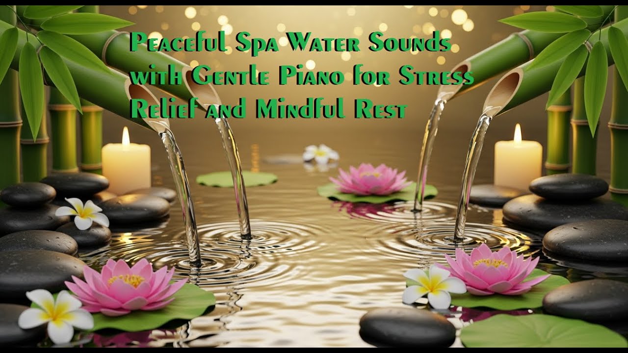 Peaceful Spa Water Sounds with Gentle Piano for Stress Relief and ...