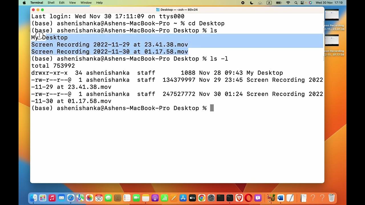 How to do Redirection in Terminal in order to create a text file including details about files ...