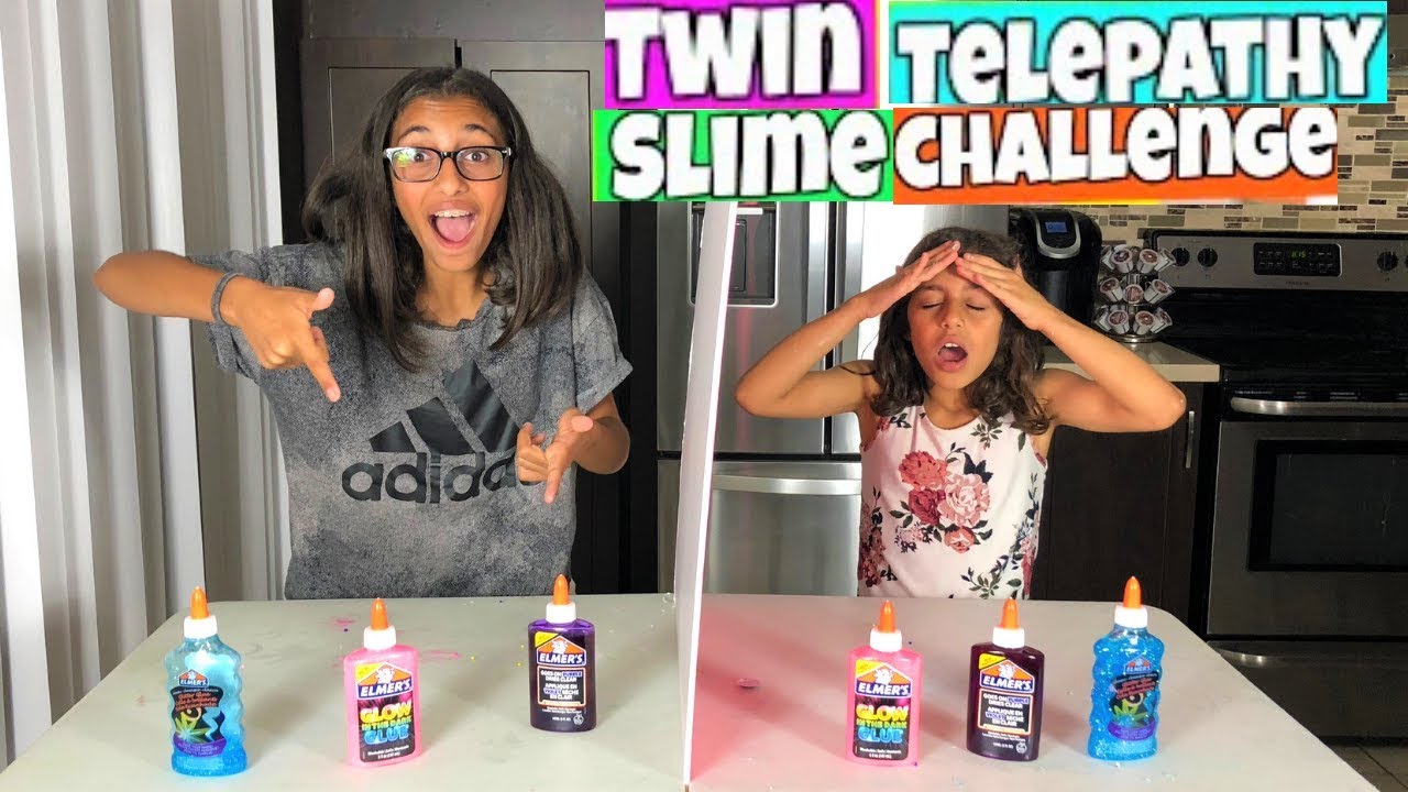 Twin Telepathy Slime Challenge!! Funny video - YouTube
