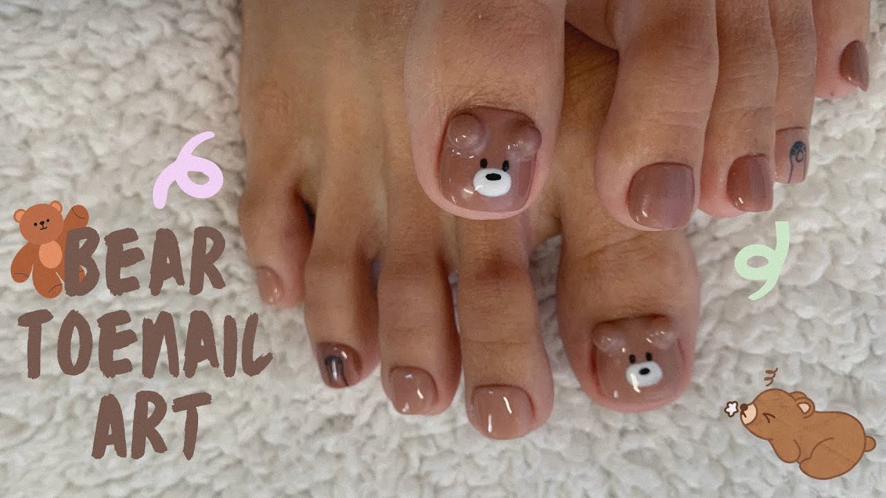 HOW I CREATE 3D Bear Toe Nail Art #toenail #3D #nailart #naildesign # ...