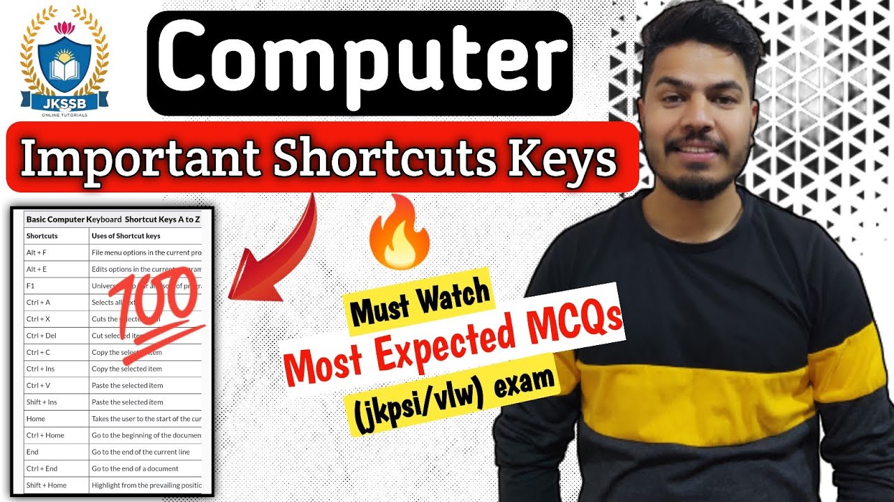 computer shortcut keys for jkssb exam | ctrl shortcut keys of computer ...