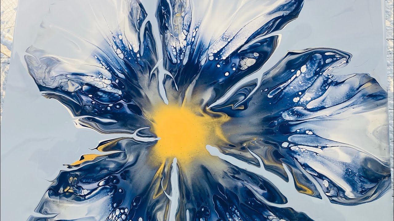 Beautiful Interference Blue Dutch Bloom Fluid Art/Acrylic Pour Painting ...