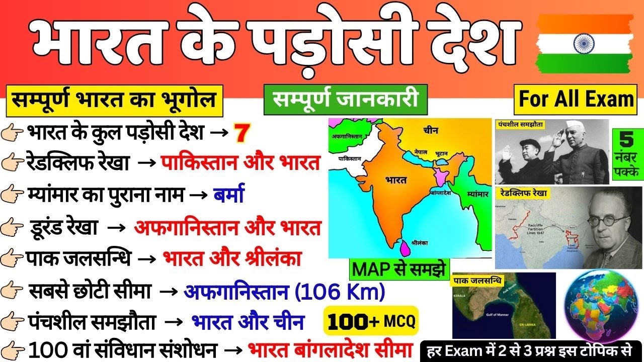 भारत के पड़ोसी देश Indian Geography | Bharat ke Padosi Desh ...