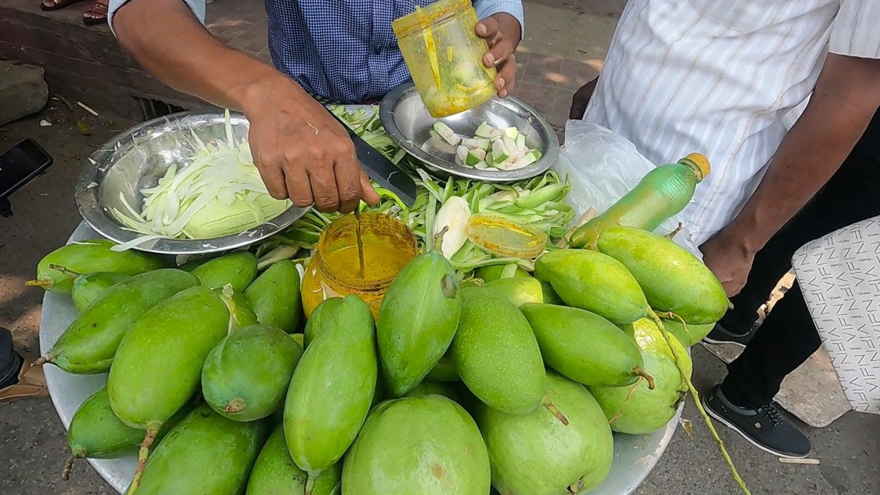 Kacha Aam Vorta Tasty Bangladeshi street food Masala Aam Green Mango ...