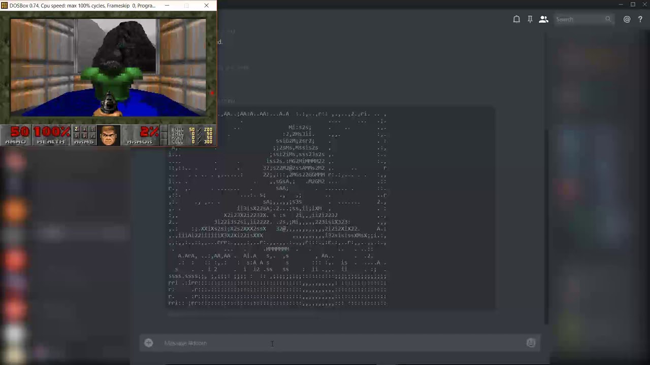 DOOM being streamed to a Discord chat at 1FPS as text - YouTube