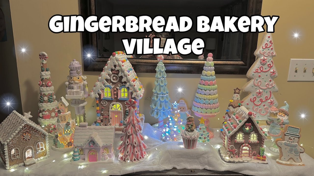 my first gingerbread bakery Christmas village, decorate with me 🍭 - YouTube