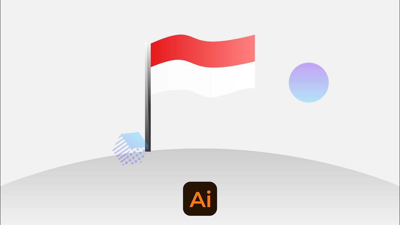Cara MUDAH membuat bendera Indonesia berkibar | Adobe Illustrator - YouTube