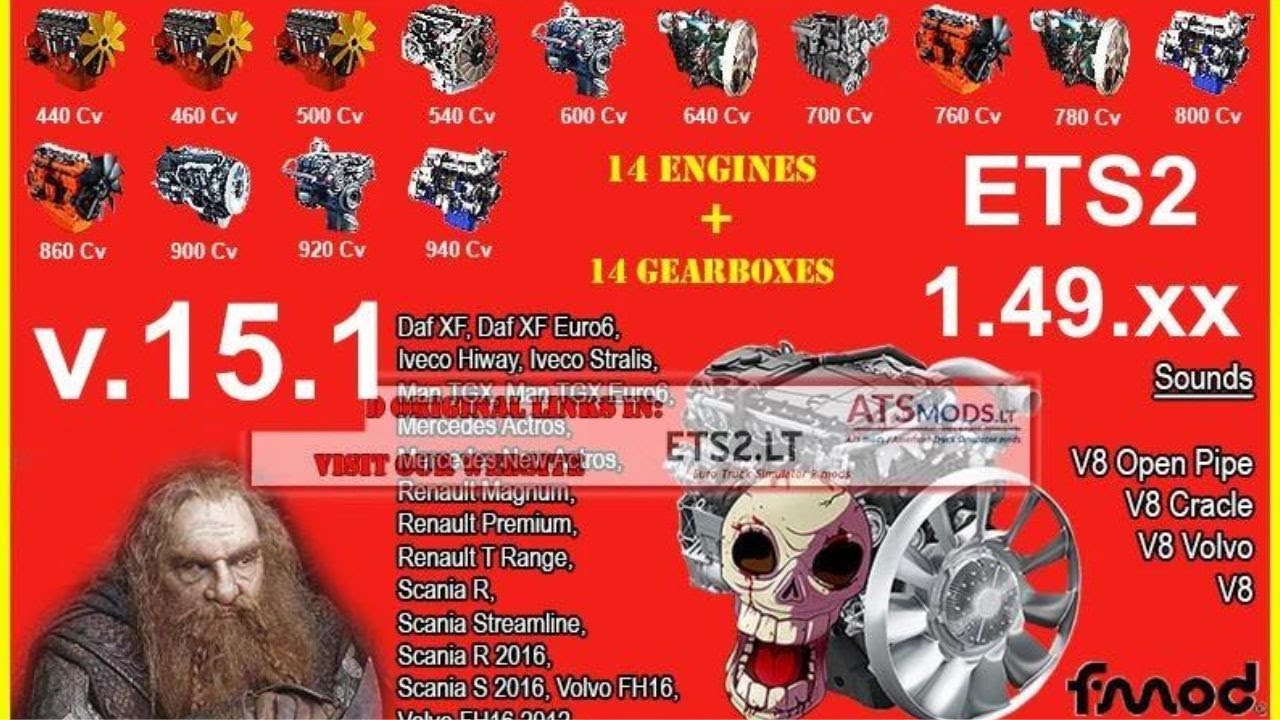 ETS2 1.49 MOD - POWERFUL ENGINES & GEARBOXES PACK V15.1 - YouTube