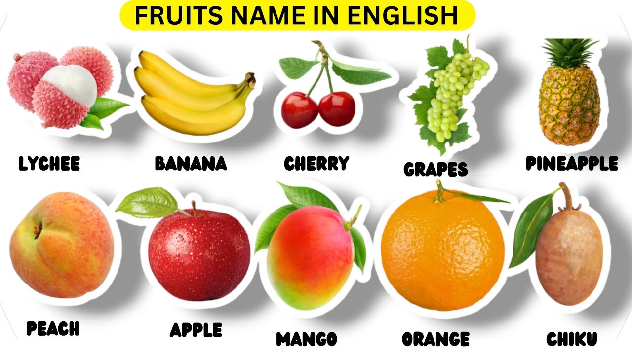 Fruits Name in English | fruits name| 20 fruits | Learn fruits name for ...