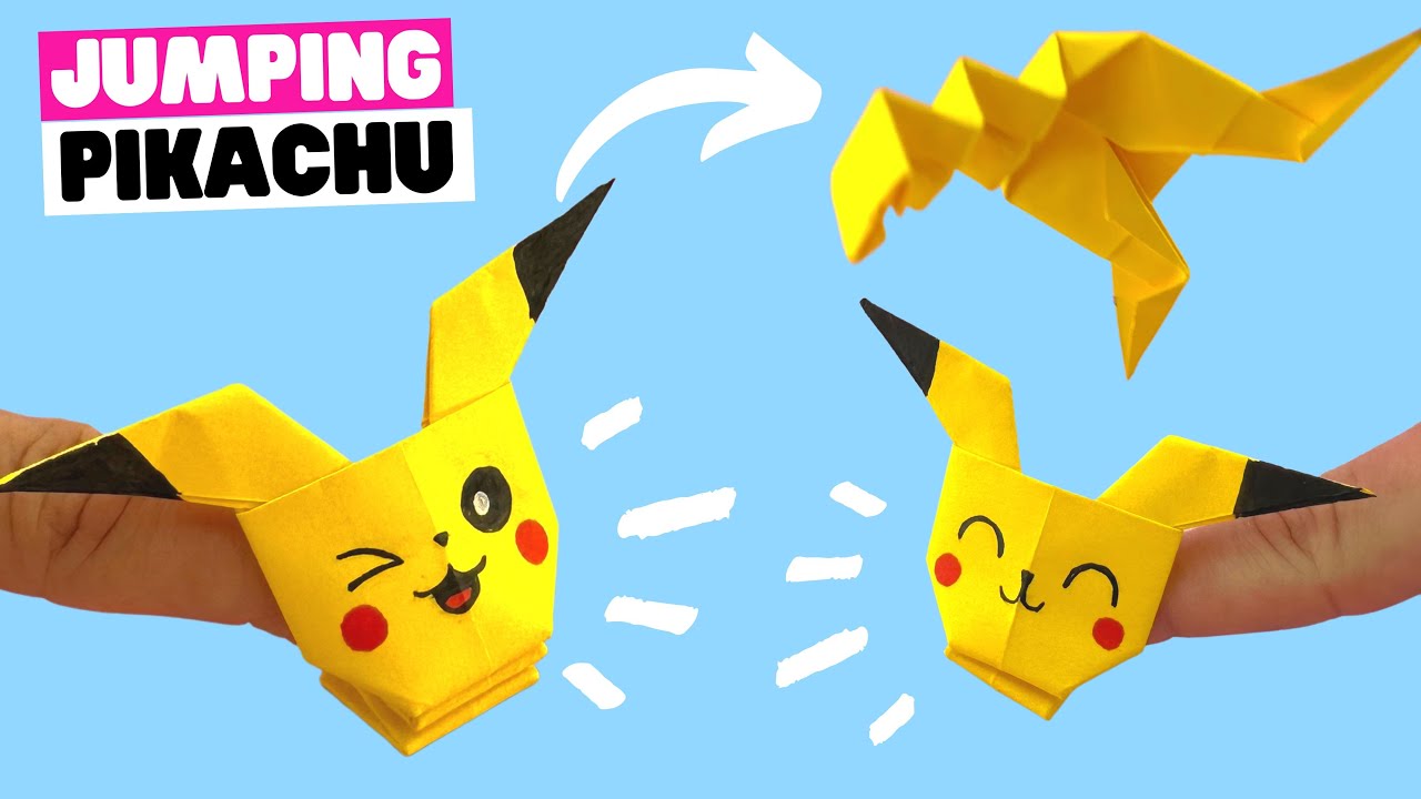 How to make origami jumping PIKACHU EASY, paper Pikachu toy - YouTube