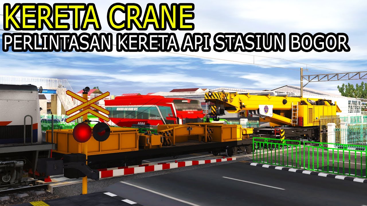 Railroad Crossing Indonesia KLB Lokomotif CC 203 Membawa Kereta Crane ...