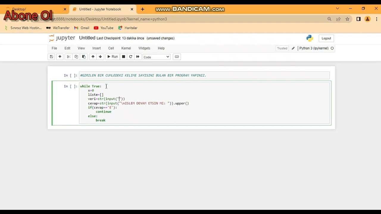 Python ile bir cümmledeki kelime sayısını bulmak - YouTube