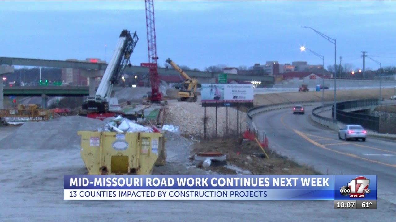 Road construction projects continue across Mid-Missouri - YouTube