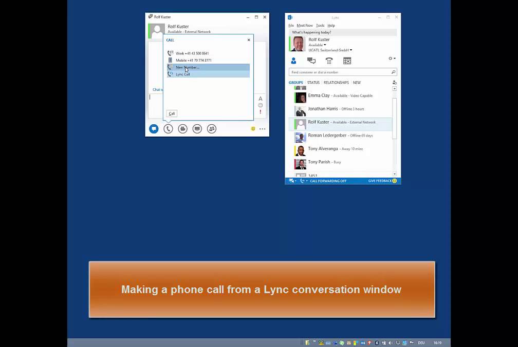 UCA Lync AddOn for Shoretel - How to make phone calls - YouTube