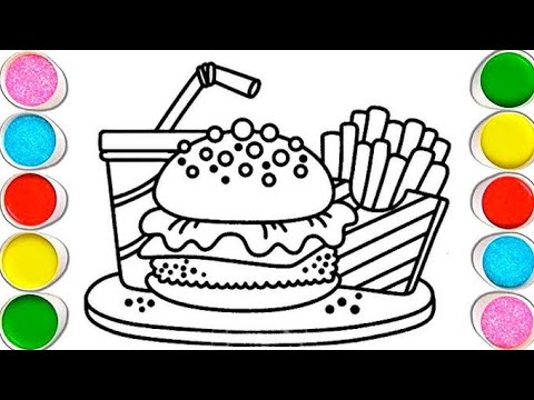 Jung Food 🍲 drawing and colouring l how to draw and color | painting ...