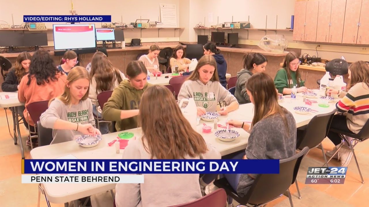 Local high school girls gather at Penn State Behrend for annual Women in Engineering Day - YouTube
