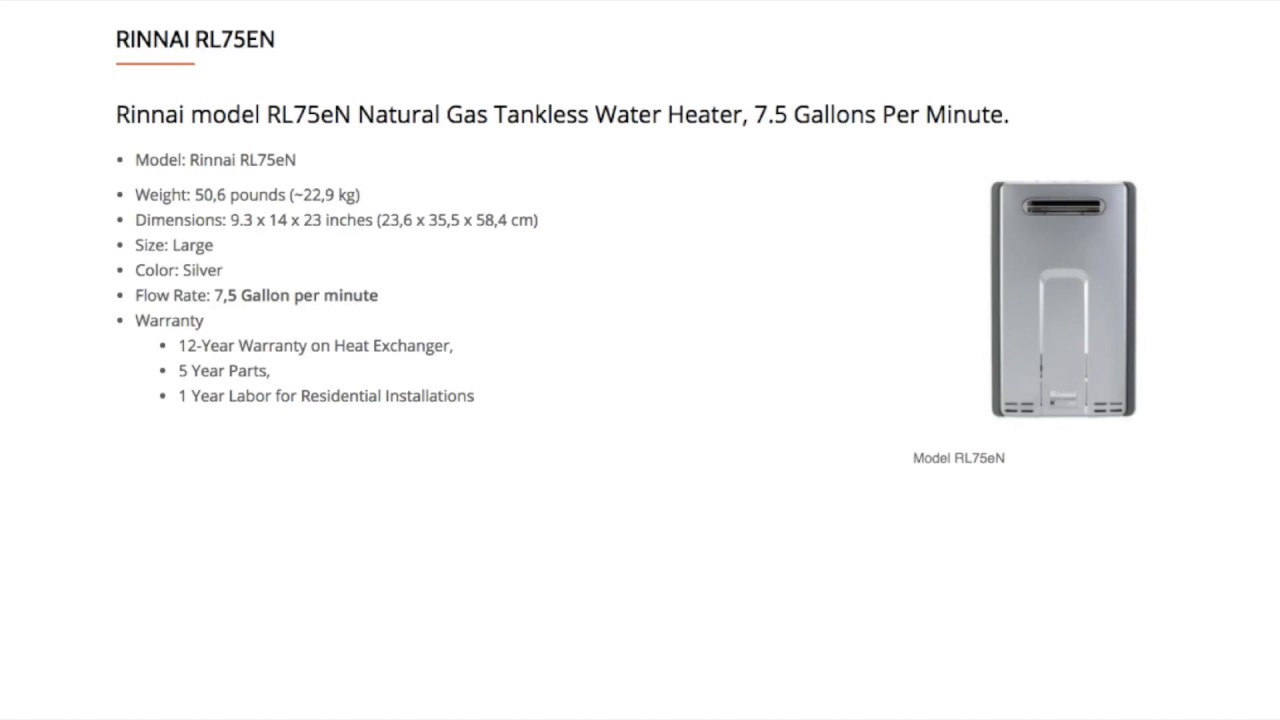 Rinnai RL75eN Review | Rate | Sale - YouTube
