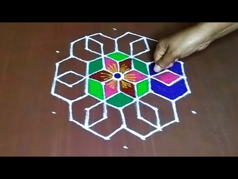 9*5 easy dot rangoli design 🌷 festival rangoli 🌷 traditional rangoli 🌷 ...