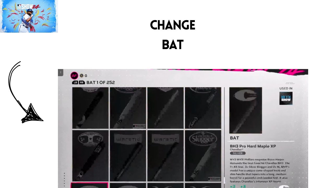 How to Change bat in MLB THE SHOW 24 - YouTube