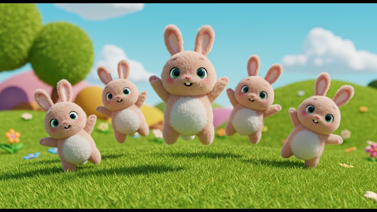 Five Little Bunnies Jumping on the Ground | Counting & Song for Kids ...