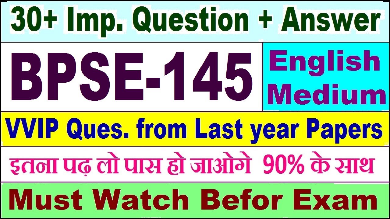 BPSE 145 important questions with answer in English | bpse 145 Previous ...