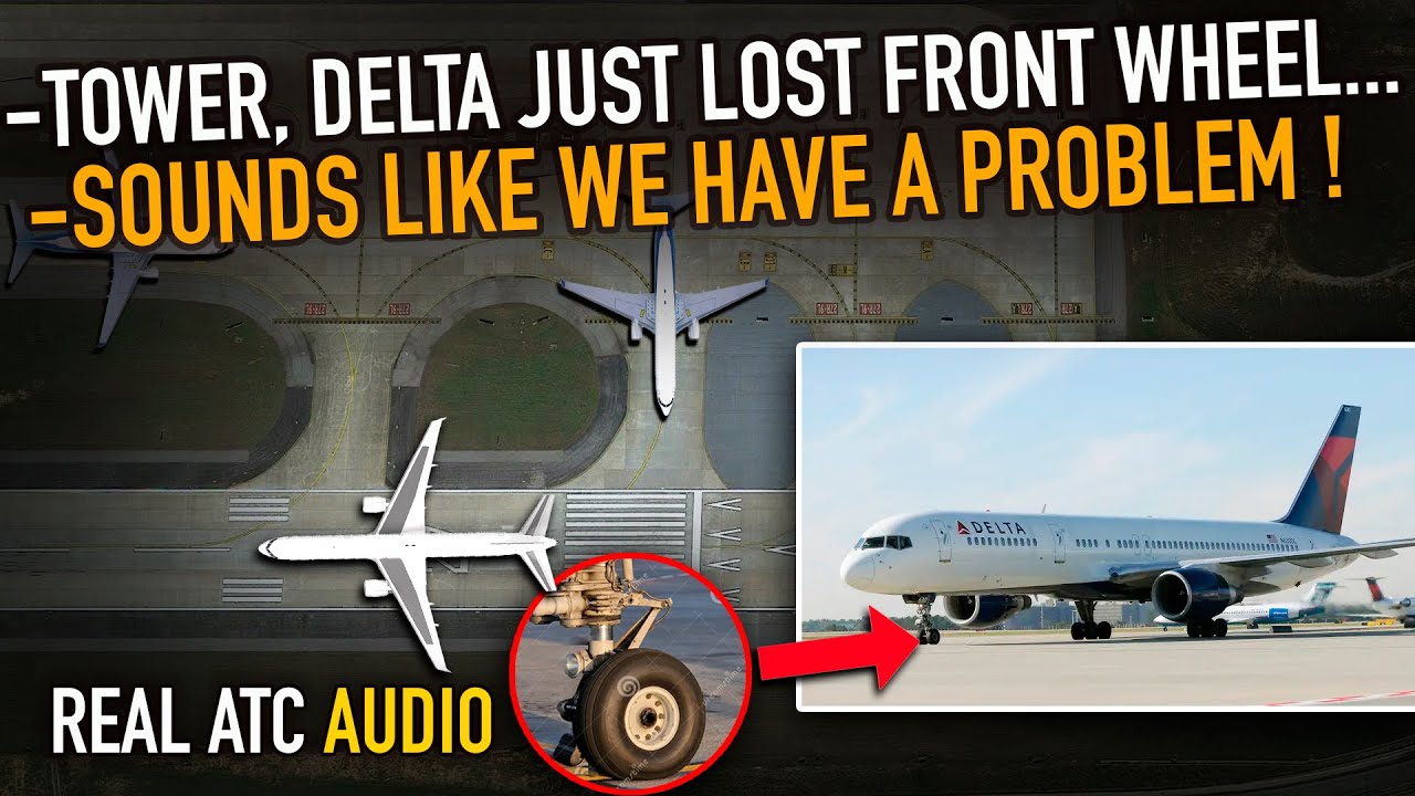 Airplane LOST WHEEL on the Runway before Takeoff. Delta Airlines Boeing ...