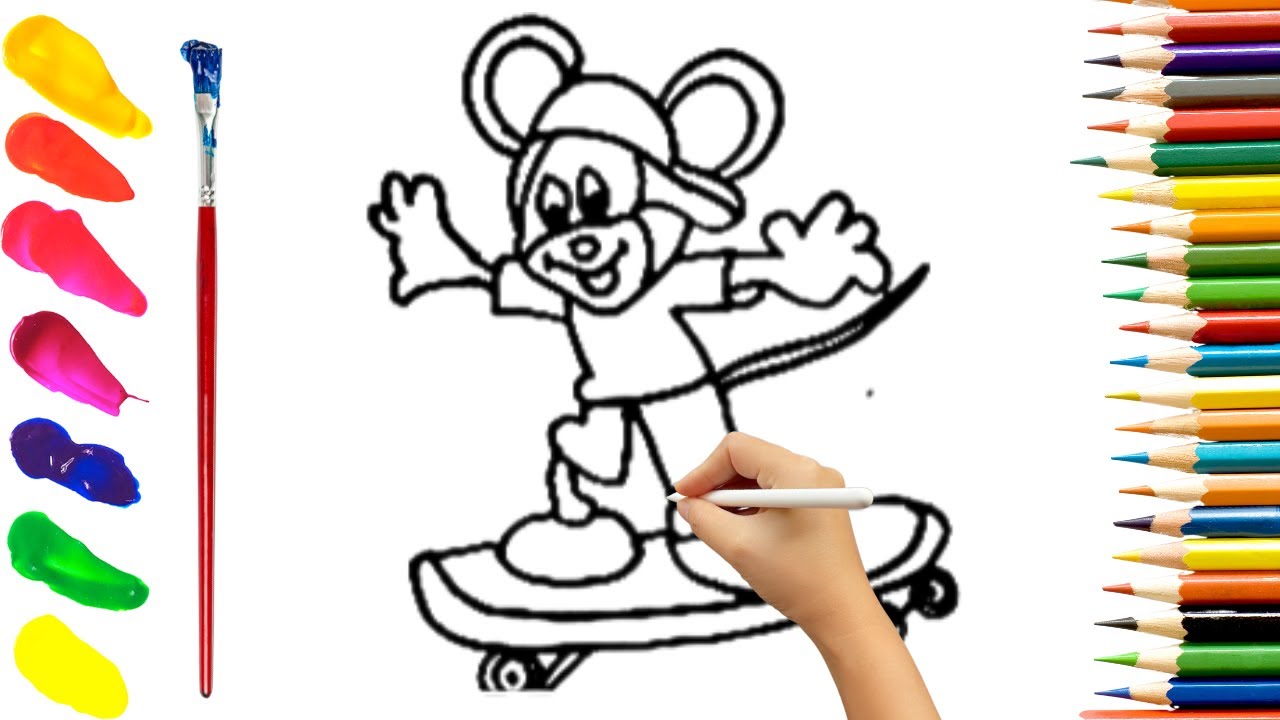 How To Draw cute MICKY MOUSE. Drawing, Painting & Coloring For Kids and ...