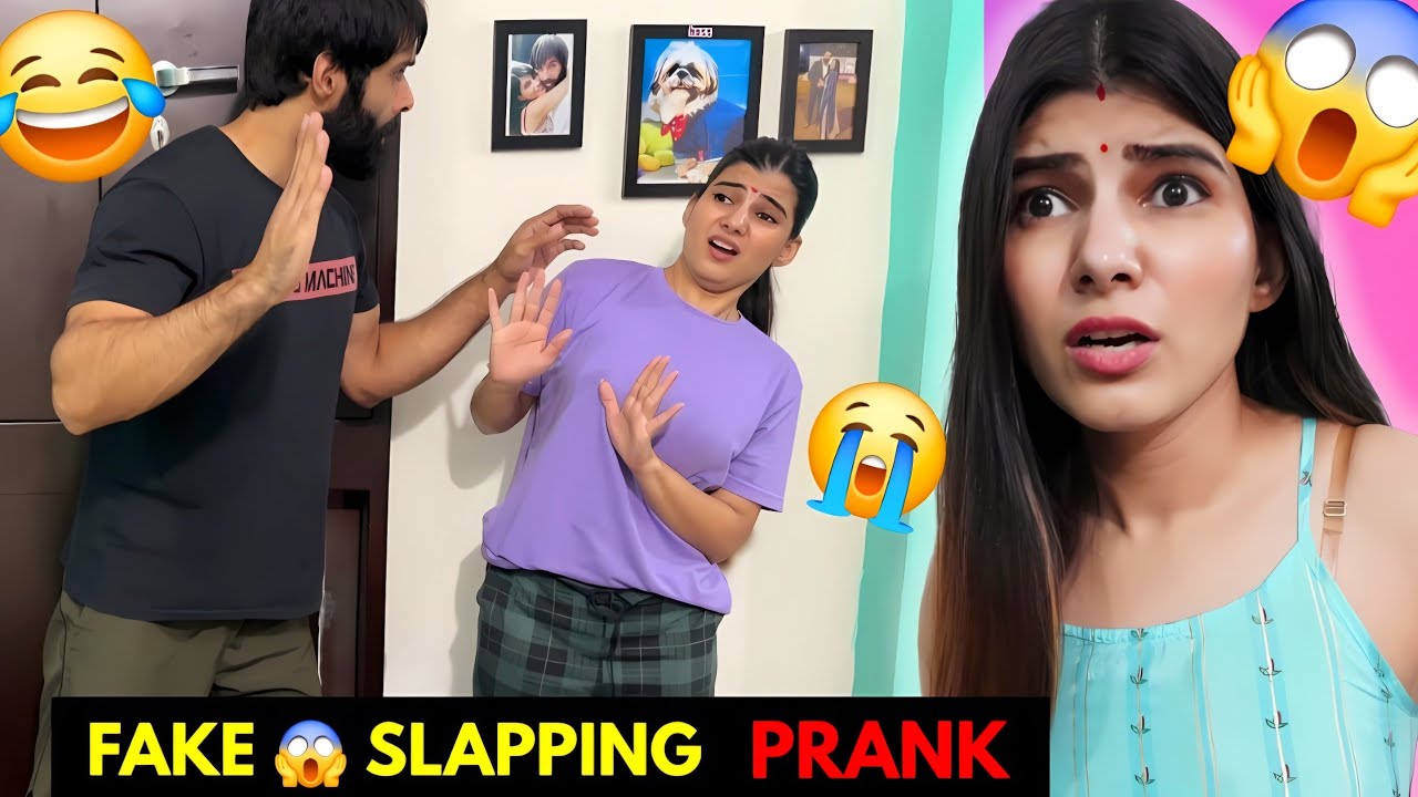 Fake Slapping Prank On Wife Gone Wrong 😱😜 super funny reaction || Funny Vlog | Deepak ahlawat ...