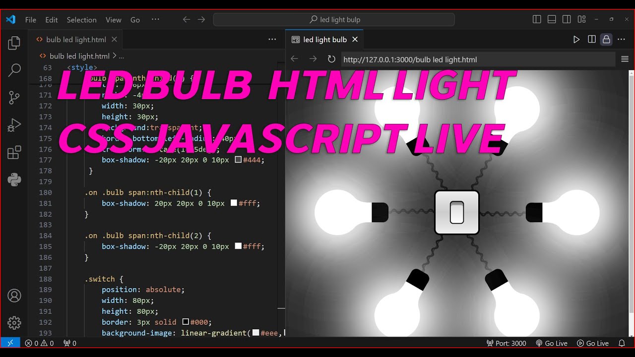 Led Light Bulb Html Css Javascript Code Live Youtube
