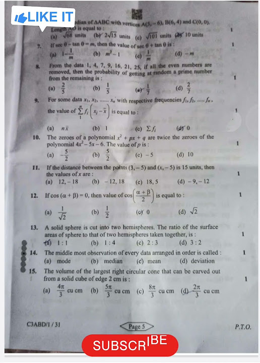 ||C.B.S.C (class-10th)||Mathematics(Standard)||(set-1)Question paper-2024 #cbsc #boardexam - YouTube