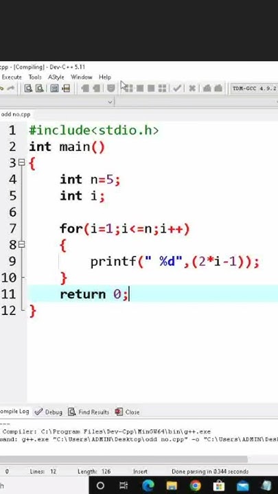 C Language programming Odd Number series Print| #clanguage #vamshikrishnatutorials #cprogramming ...