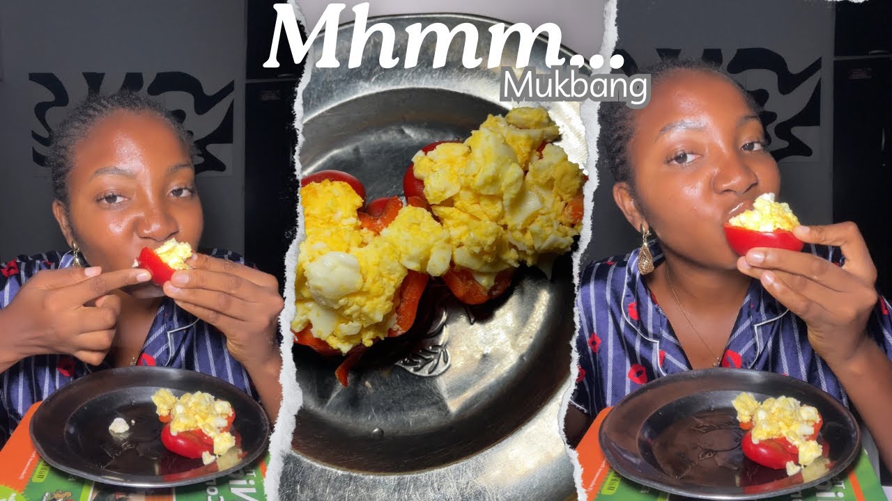 Red Bell Peppers with boiled eggs mukbang | what I eat in a day as a ...