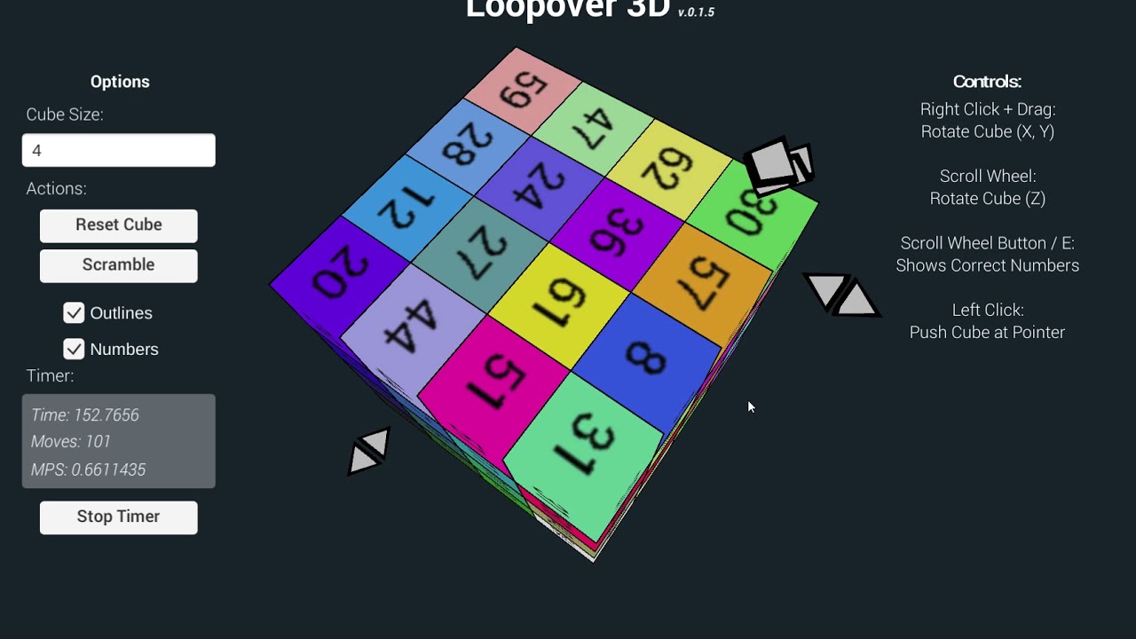 Loopover 3D 4x4x4 - 5:47.6484, 251 Moves - YouTube