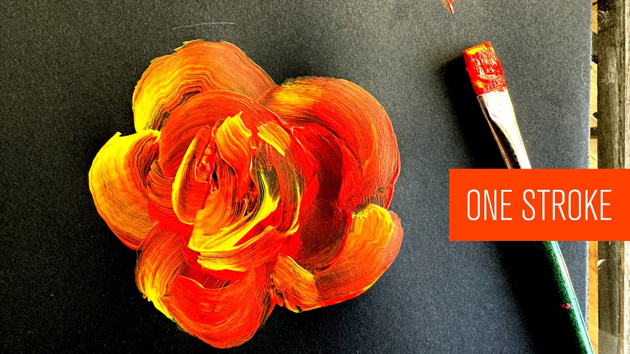 One Stroke Easy Rose - Acrylic Painting - YouTube
