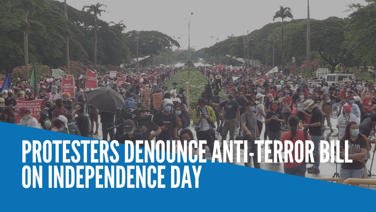 Protesters denounce anti-terror bill on Independence Day - YouTube