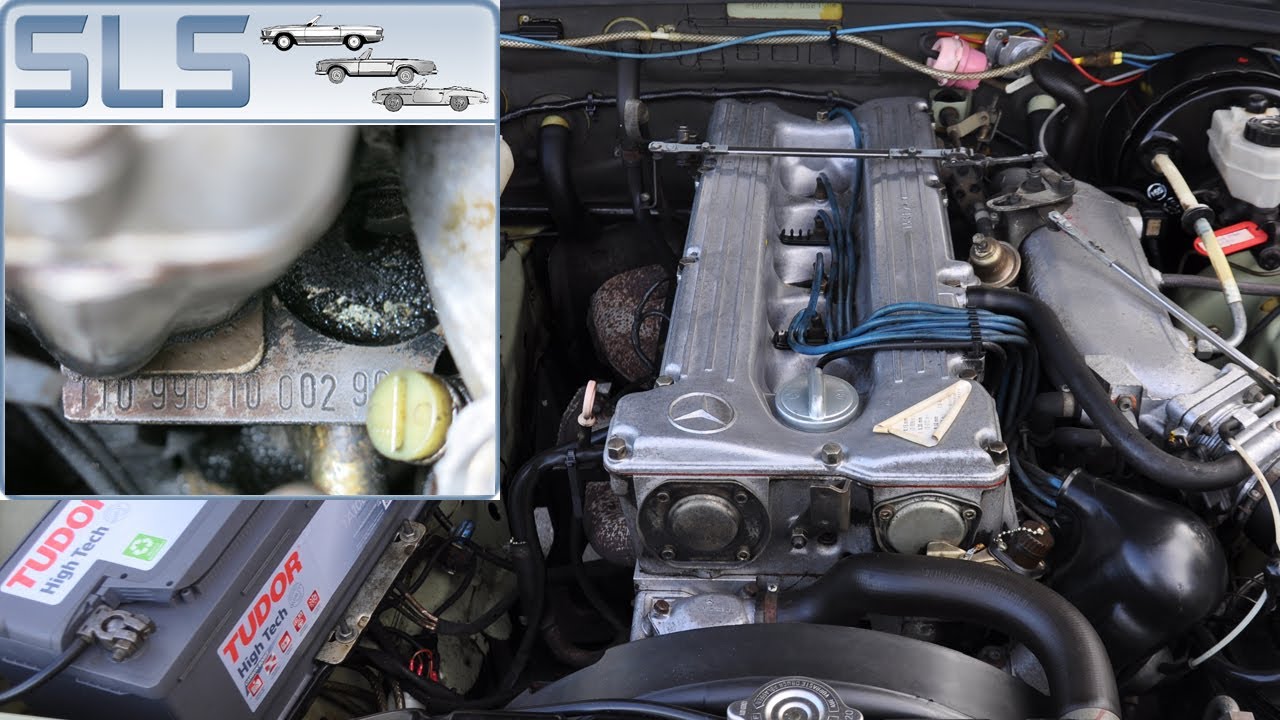 Motornummer finden beim M110 Mercedes Benz W107 SL - YouTube