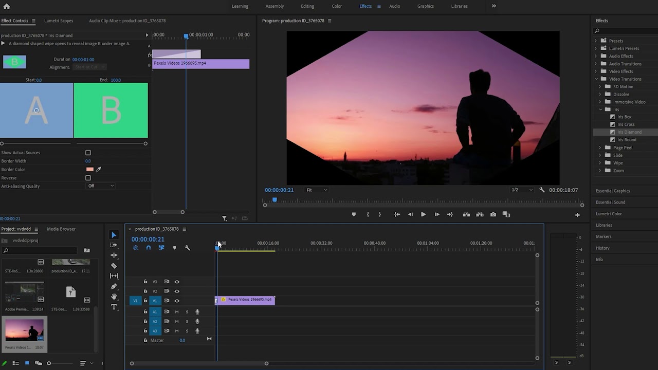 Iris Diamond Transition In Premiere Pro - YouTube