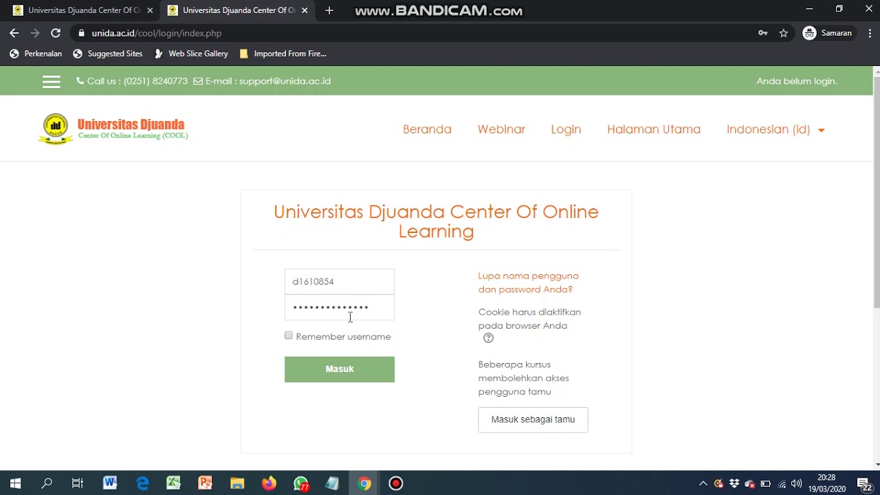 Tutorial Log In UNIDA COOL (LMS) 2020 - YouTube