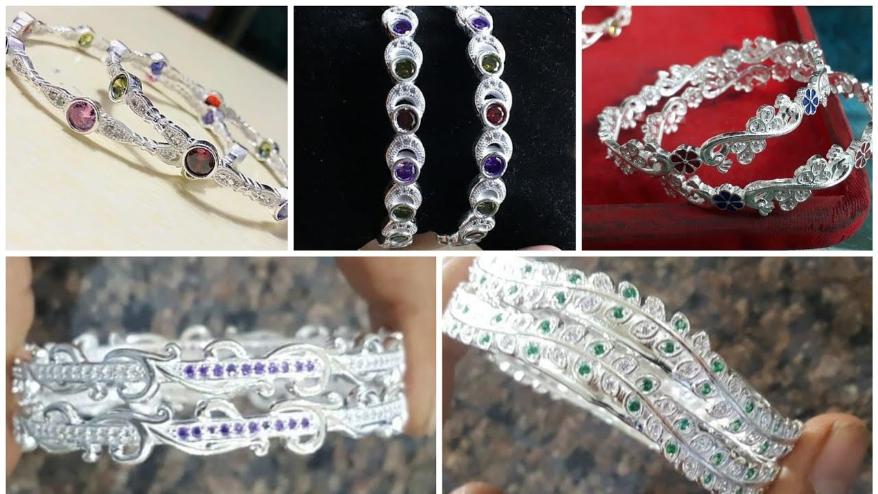 Latest Silver bangles designs Simple with price 2020 | stone bangles ...