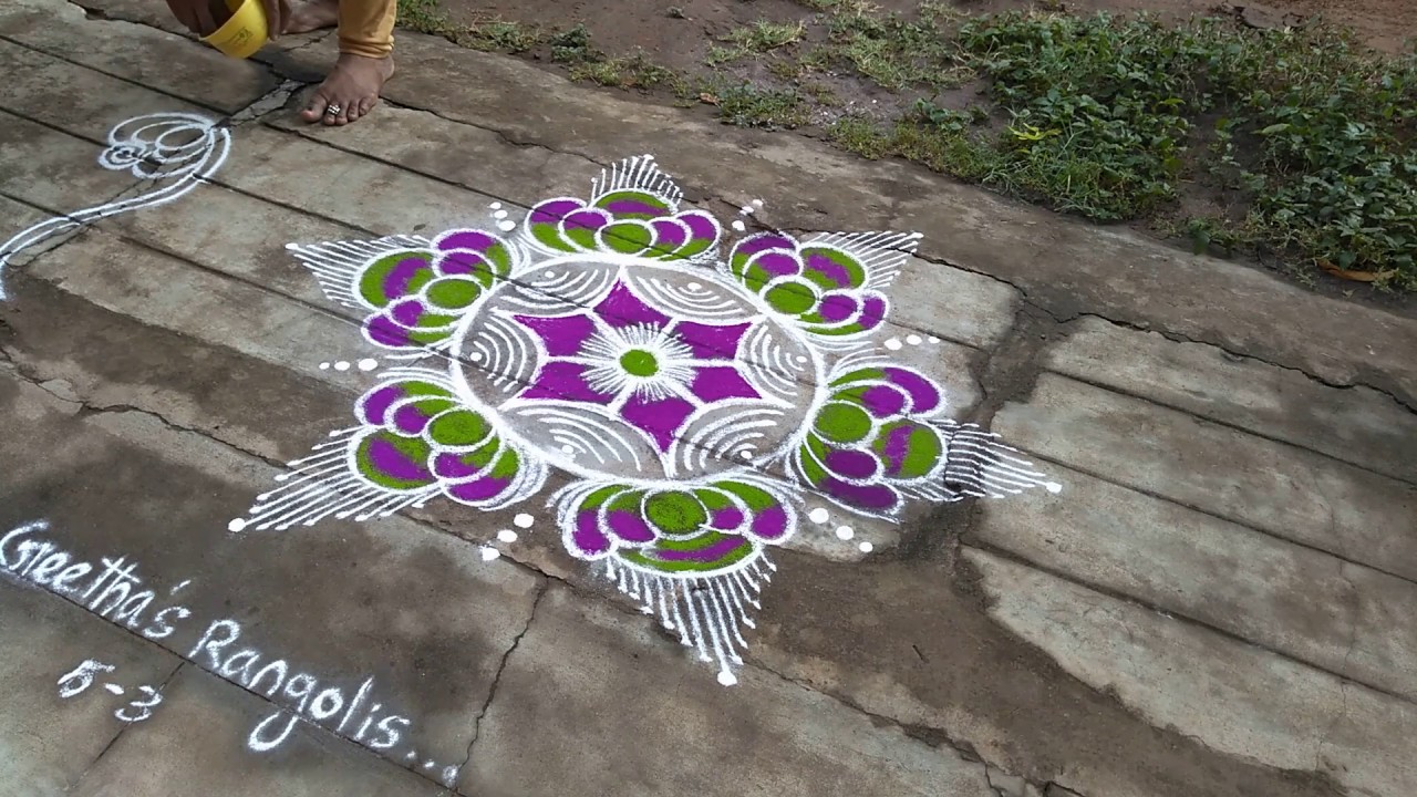 5-3 Simple and easy kolam... - YouTube