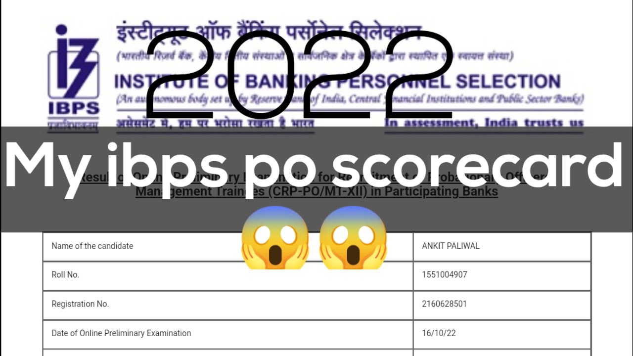 IBPS PO 2022 || SCORECARD || - YouTube