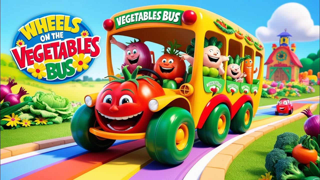 "🎶 Wheels on the Veggie Bus! 🚍 Fun Nursery Rhyme for Kids | Sing Along ...