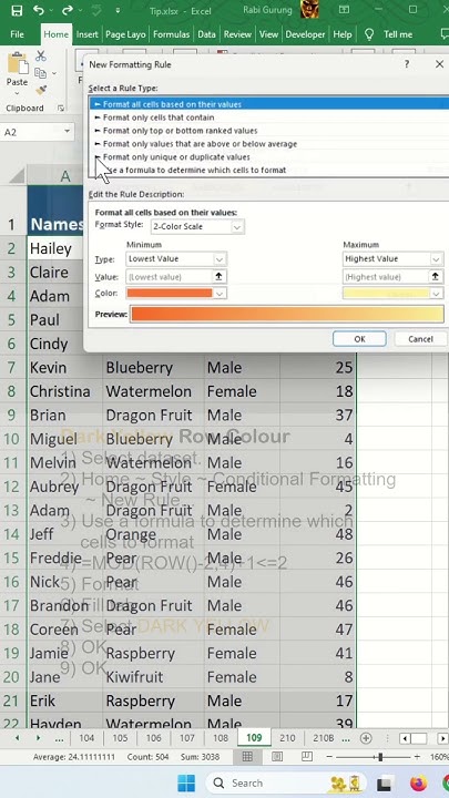 How do I alternate row colors in Excel conditional formatting? - Excel Tips and Tricks - YouTube